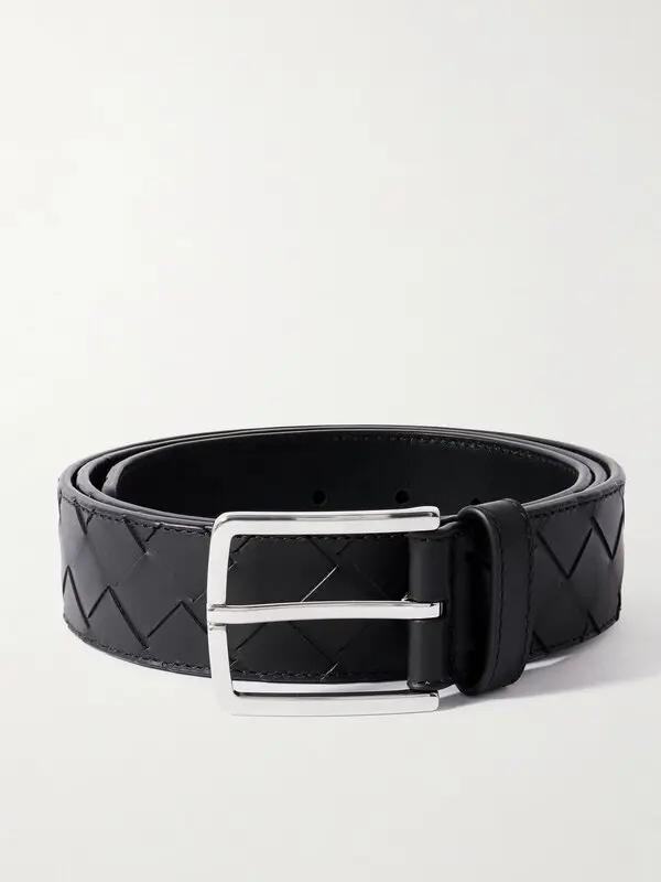 Bottega Veneta 3.5cm Intrecciato Leather Belt - Black