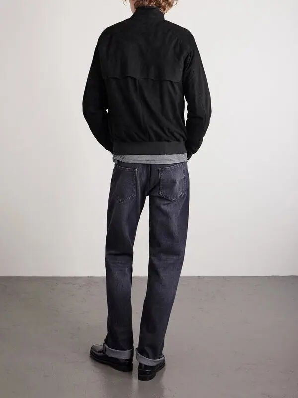BARACUTA G9 Suede Harrington Jacket - Black