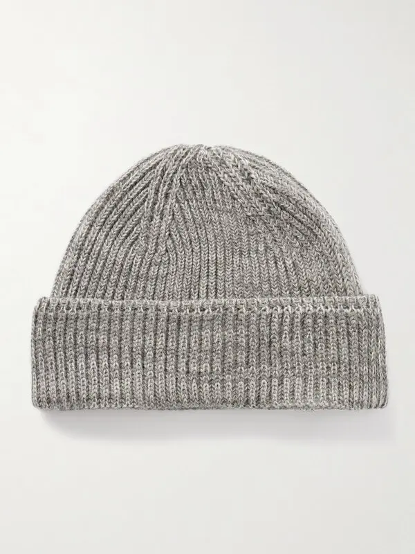 S.N.S. HERNING Fender Ribbed Virgin Wool Beanie - Gray