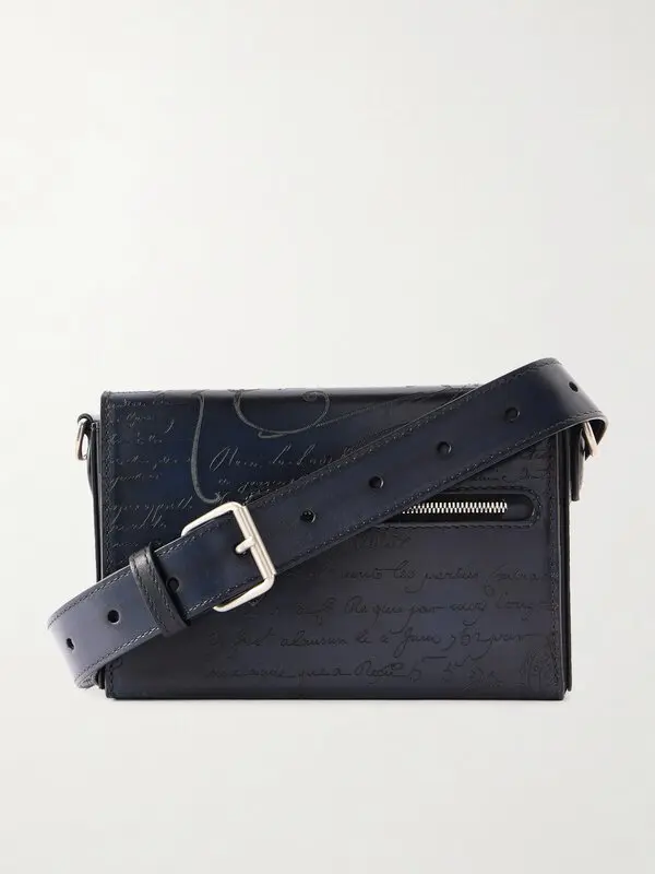 Berluti Jour De Poche Scritto Venezia Leather Messenger Bag - Black