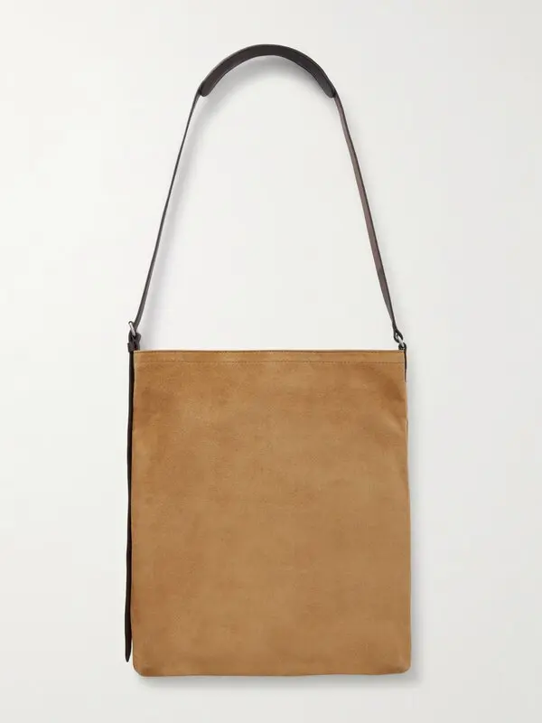 Dries Van Noten Leather-trimmed Suede Messenger Bag