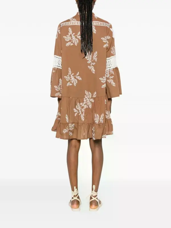 BYE Button-fastening Lace-detail Midi Dress