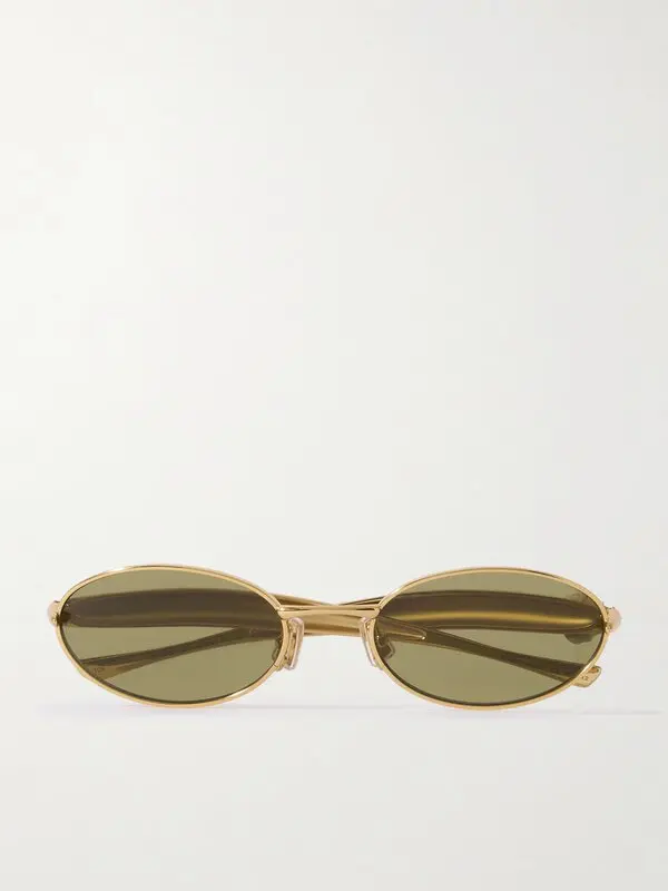 Bottega Veneta Sardine Oval Sunglasses - Gold
