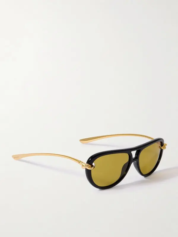 Bottega Veneta Aviator-style Acetate Sunglasses - Black