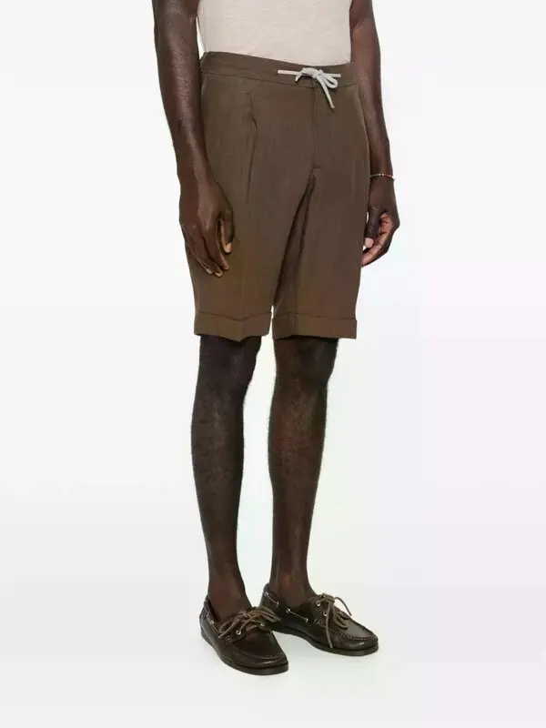 BARBA NAPOLI Drawstring Pleated Shorts - Brown