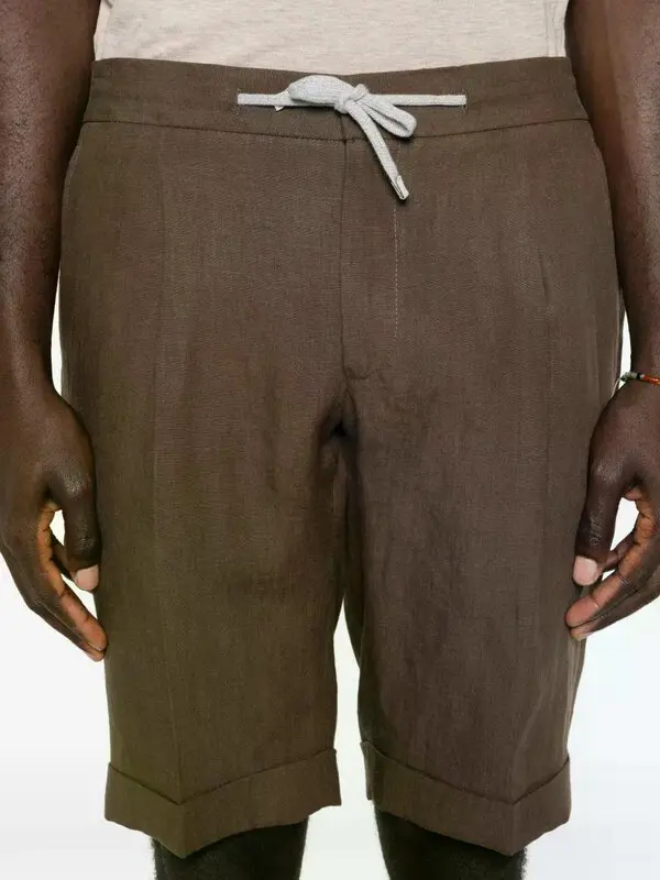 BARBA NAPOLI Drawstring Pleated Shorts - Brown