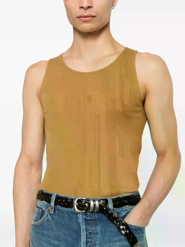 Saint Laurent Ribbed Knit Vest - Neutrals