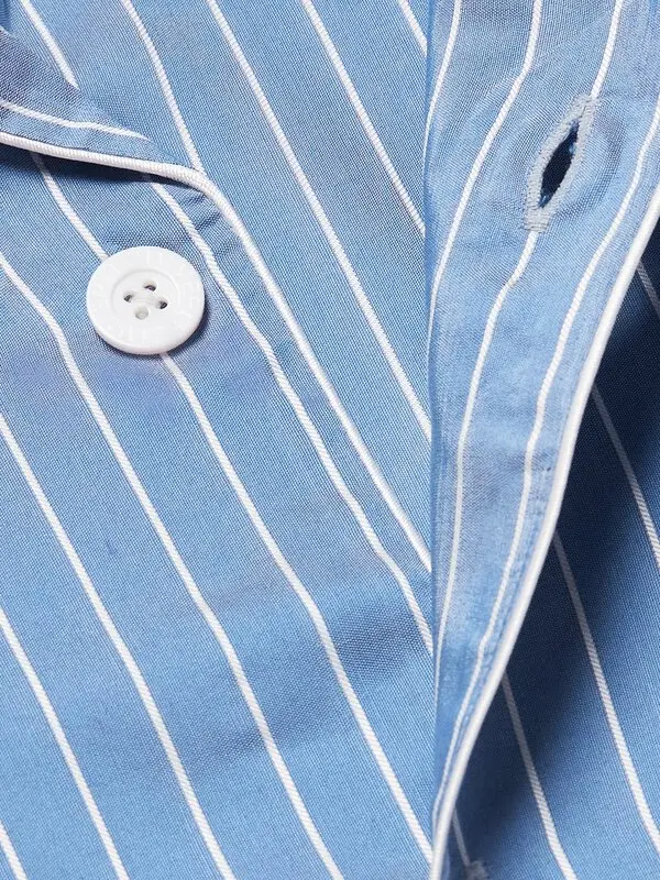 Zimmerli Camp-collar Striped Woven Pyjama Set