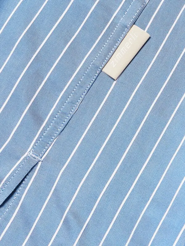 Zimmerli Camp-collar Striped Woven Pyjama Set