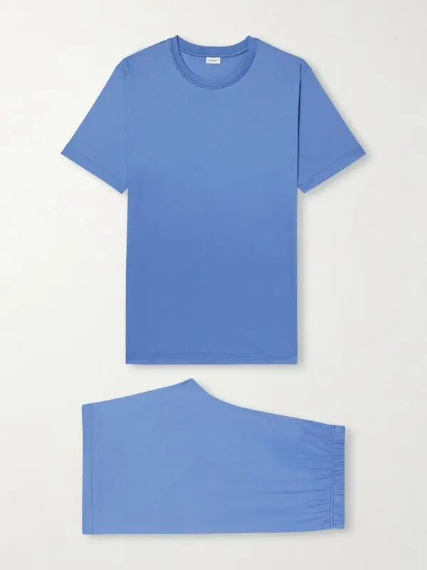 Zimmerli Sea Island Cotton-jersey Pyjama Set - Blue