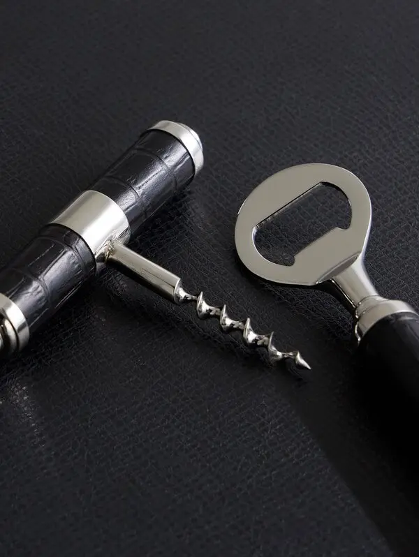 Ralph Lauren Wells Stainless Steel And Croc-effect Leather Bar Tool Set