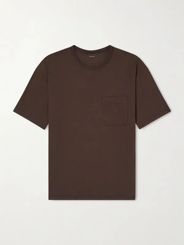 LEMAIRE Cotton And Linen-blend Jersey T-shirt - Brown