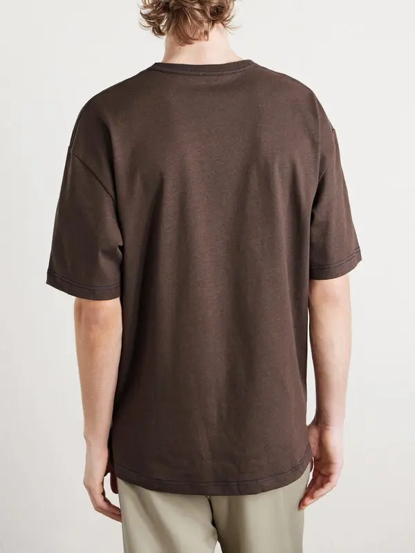 LEMAIRE Cotton And Linen-blend Jersey T-shirt - Brown