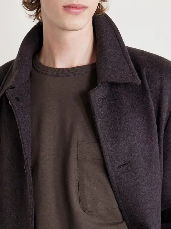 LEMAIRE Cotton And Linen-blend Jersey T-shirt - Brown