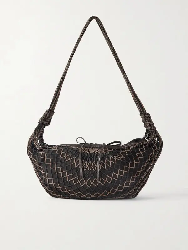 LEMAIRE Croissant Fishnet Messenger Bag - Brown