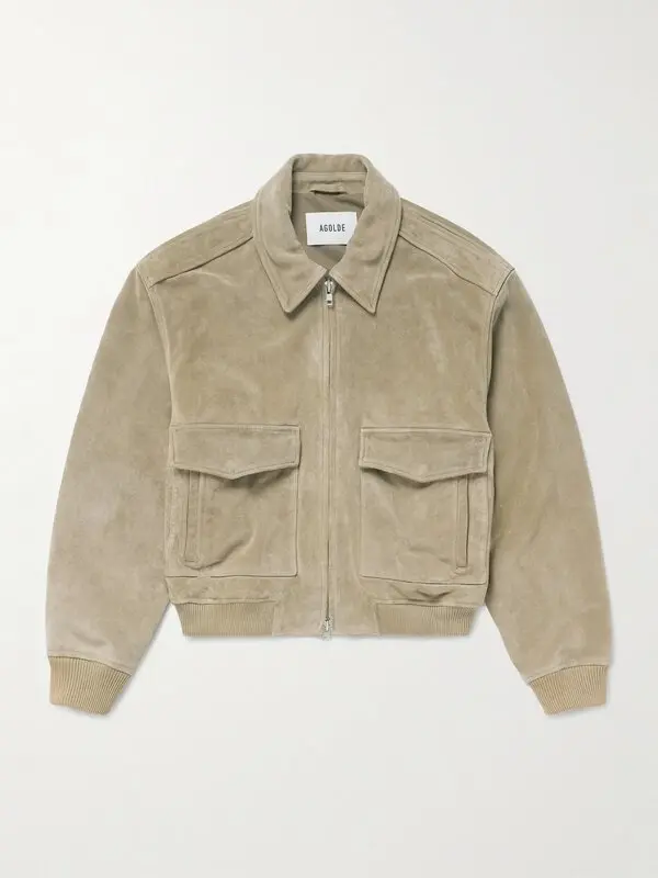 AGOLDE Emil Suede Bomber Jacket - Brown