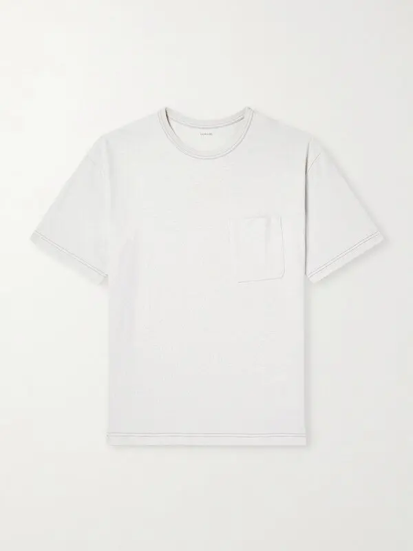 LEMAIRE Cotton And Linen-blend Jersey T-shirt - Neutrals