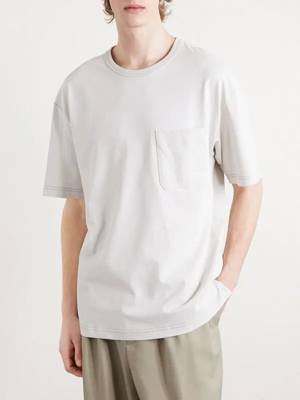 LEMAIRE Cotton And Linen-blend Jersey T-shirt - Neutrals