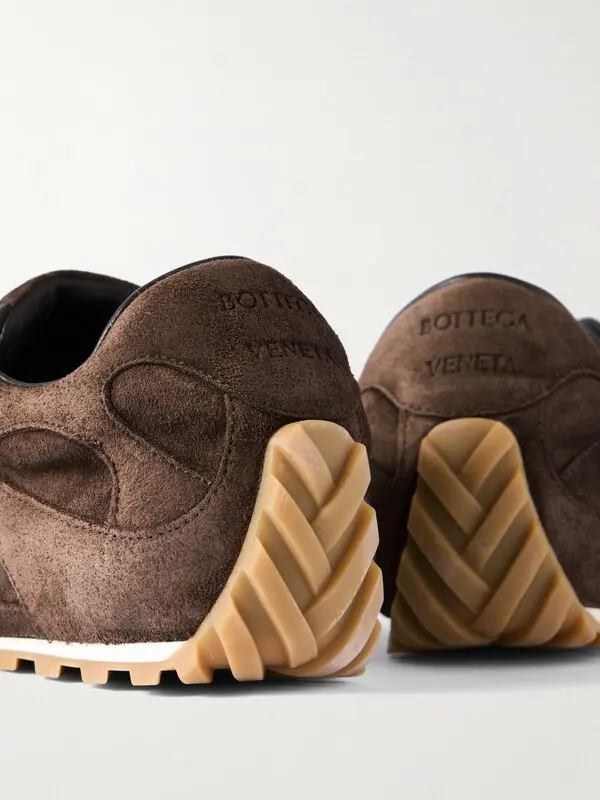Bottega Veneta Orbit Flash Leather-trimmed Sneakers - Brown