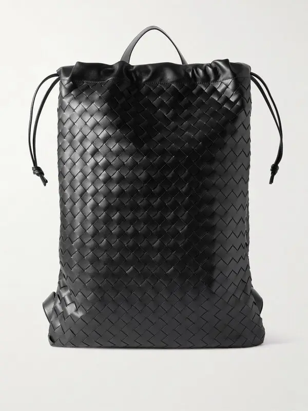 Bottega Veneta Trail Intrecciato Leather Backpack - Black