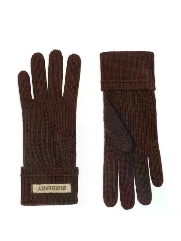 Burberry Logo Patch Wool-blend Gloves - Brown