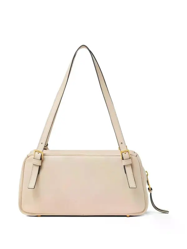 Versace Tag Large Bowling Shoulder Bag - Neutrals