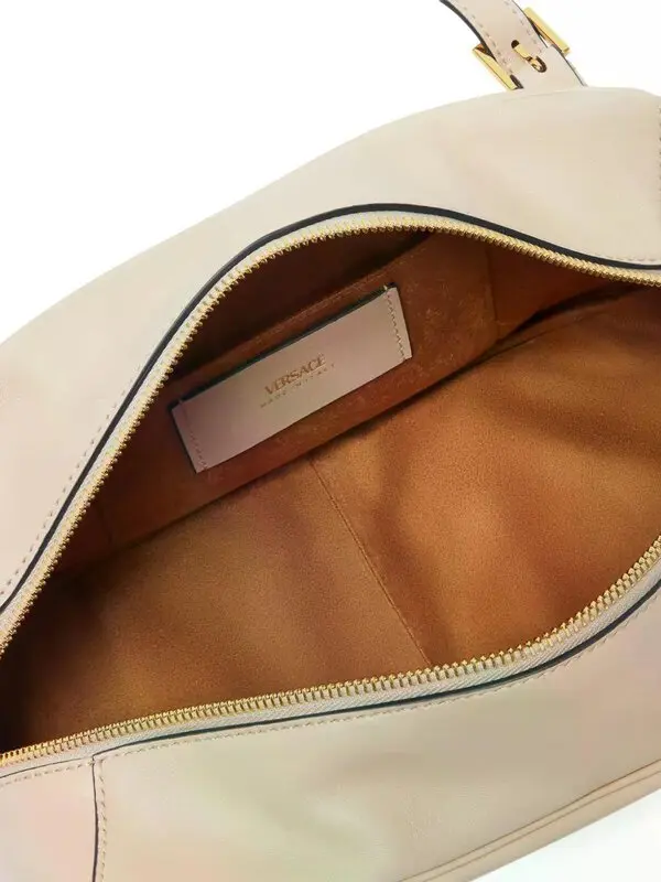 Versace Tag Large Bowling Shoulder Bag - Neutrals