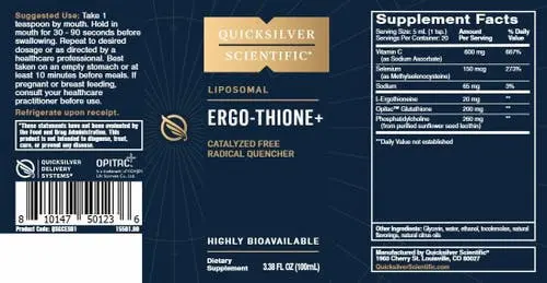 QUICKSILVER SCIENTIFIC Ergo Thione Plus Liposomal Antioxidant Cellular Support Supplement