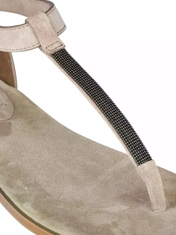 Brunello Cucinelli T-strap Sandals With Monili Embellishment