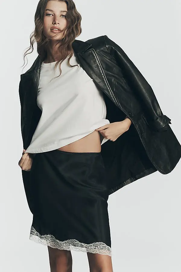 Anthropologie Asymmetric Lace Mini Skirt
