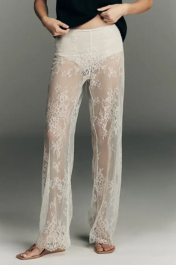 LYREBIRD Lace Wide Leg Pants - Marshmallow