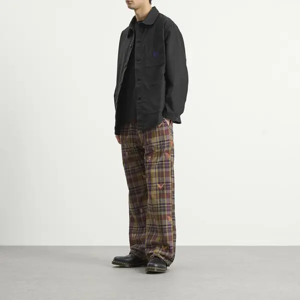 Needles Embroidered Madras Plaid Easy Pants