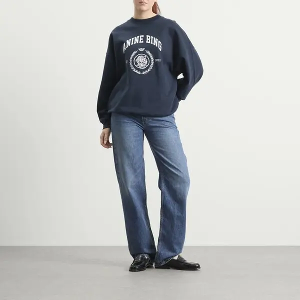 ANINE BING Miles Collegiate Sweatshirt - Navy