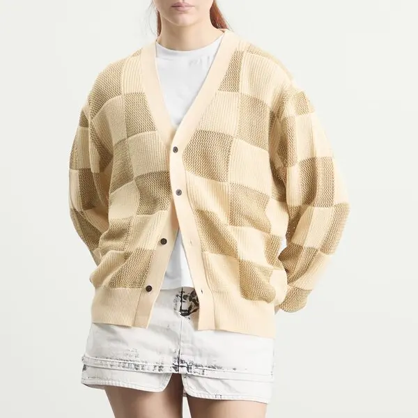 Toga Checkered Knit Cardigan