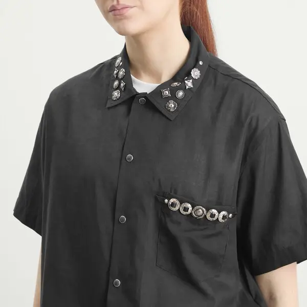 Toga Plain Weave Metal Short Sleeve Shirt
