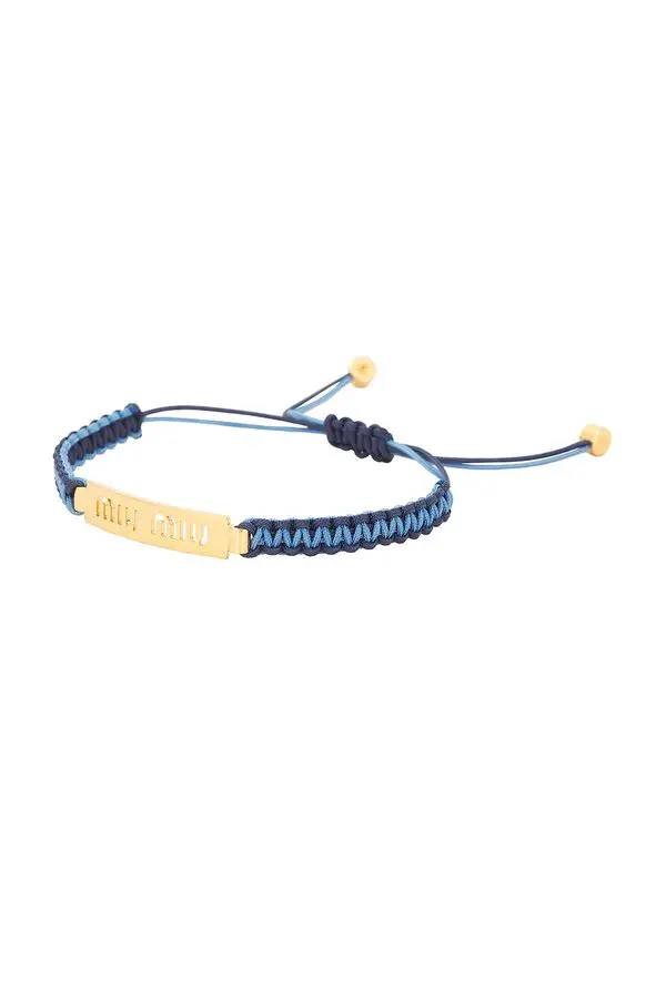 Miu Miu Logo Scooby Bracelet In Multi - Oro  Celeste  & Blu