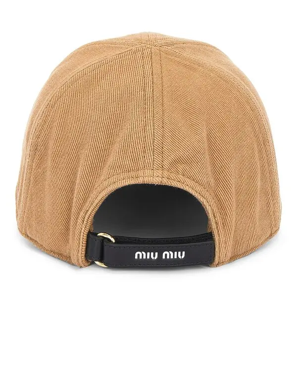 Miu Miu Drill Washed Baseball Hat - Sughero