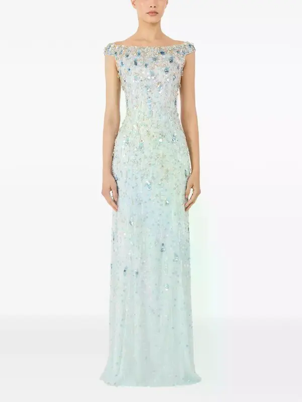 Jenny Packham Jessie Beaded Gown - Blue