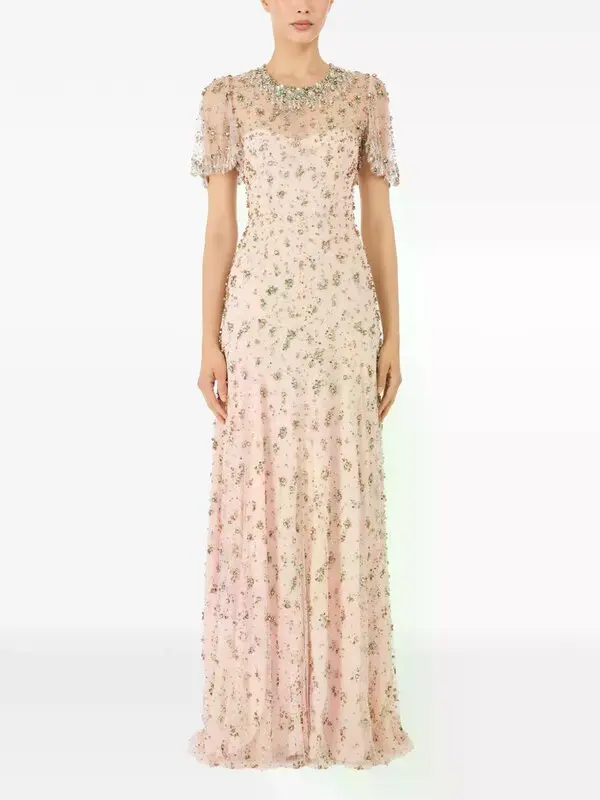 Jenny Packham Beaded Maxi Dress - Pink