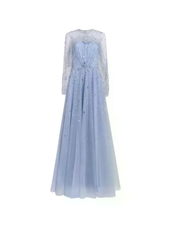 Jenny Packham Oliver Beaded-appliqué Maxi Dress - Blue