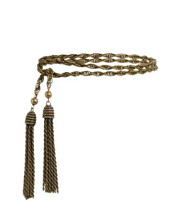 Etro Braided Metal Belt With Tassels - Gold