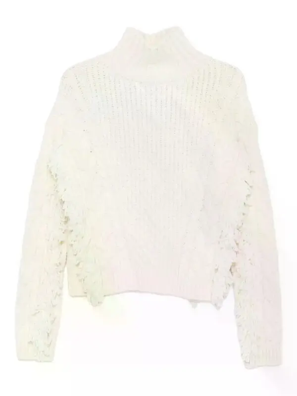 Maje Cable-knit Fringed Sweater - Neutrals