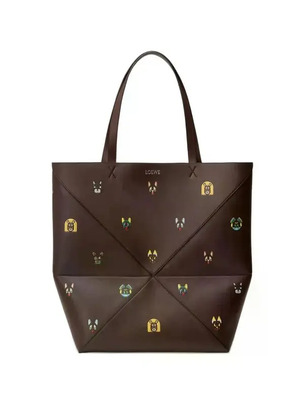 Loewe Puzzle Fold Cats Tote Bag - Brown