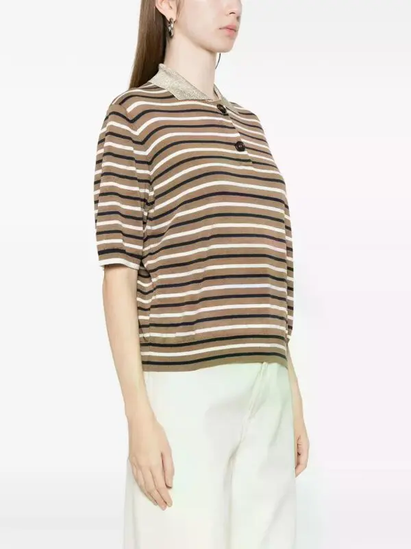 Brunello Cucinelli Striped Collared Knitwear
