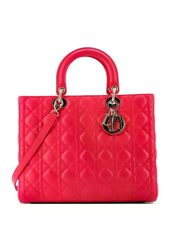 Dior Lady Large Tote Bag Cannage Quilt Lambskin