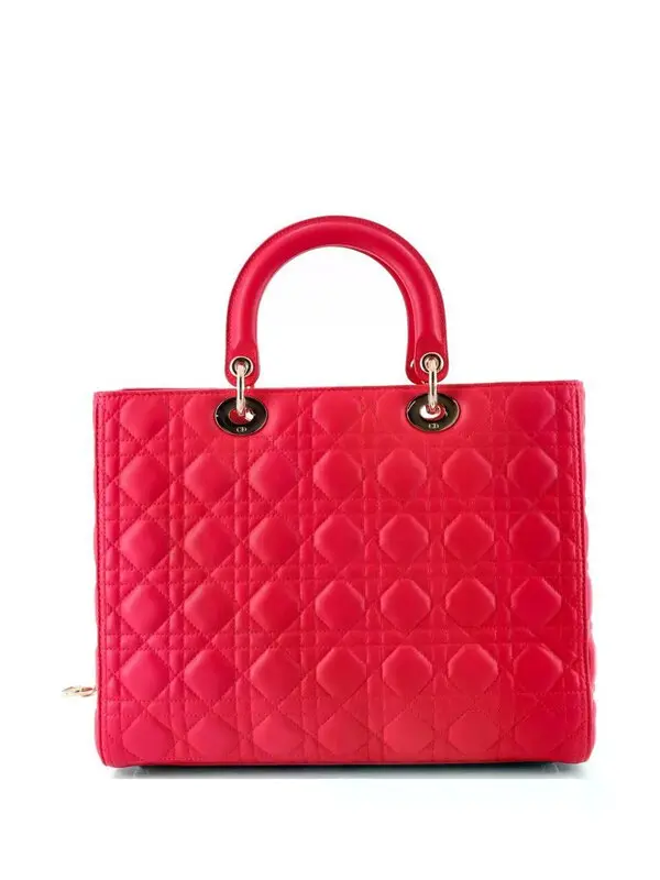 Dior Lady Large Tote Bag Cannage Quilt Lambskin