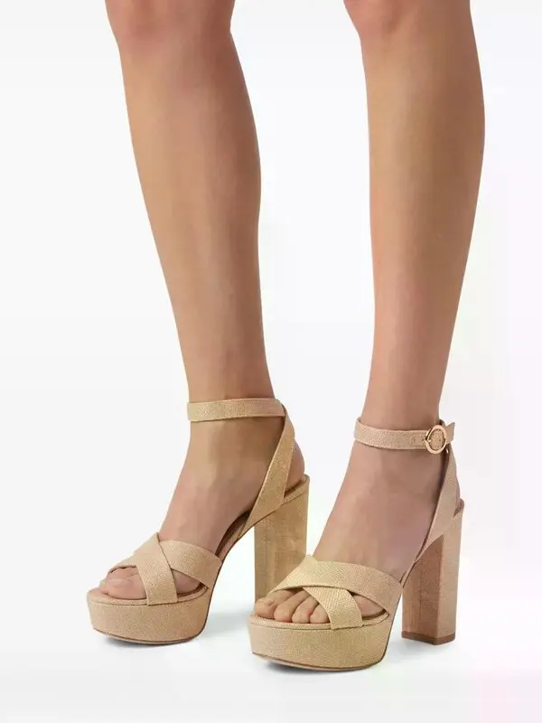 GIANVITO ROSSI Criss-cross Platform Sandals - Neutrals