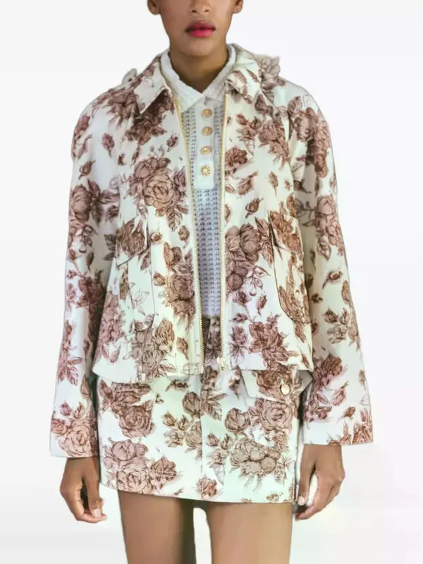 Cara Cara Floral-print Cropped Jacket - Neutrals