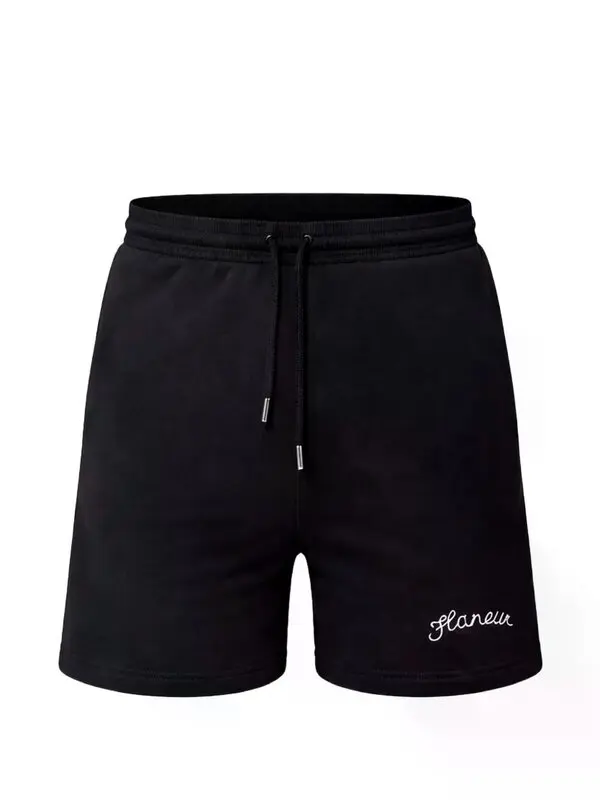 FLANEUR Drawstring Logo-embroidered Shorts - Black