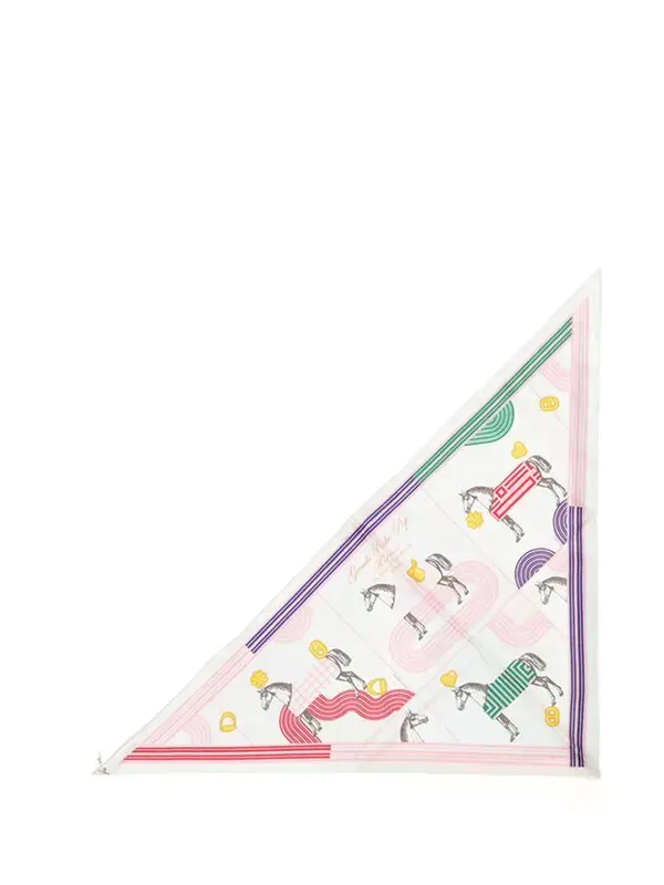 Hermès 2000-2026 Garde Robe Pop Silk Triangle Scarf Scarves - White